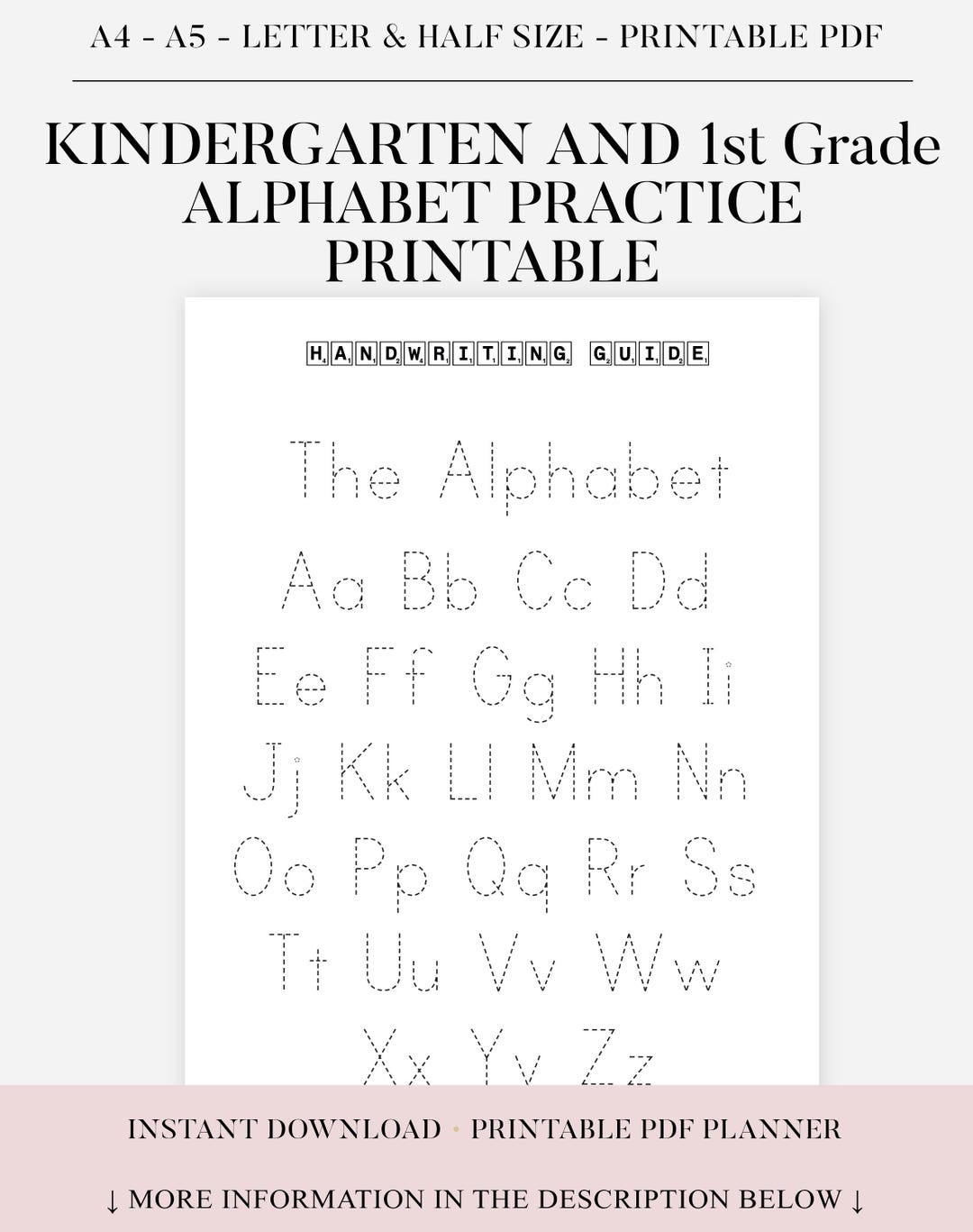 Kindergarten Alphabet Tracing 39 Pages, Upper and Lower Case Letters ...