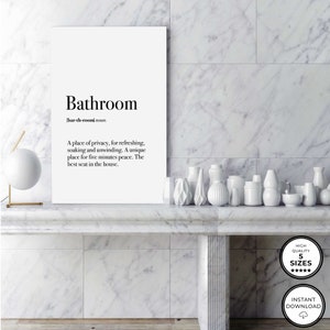 Bathroom Definition Wall Art, Printable Bathroom Wall Art, Home Wall ...