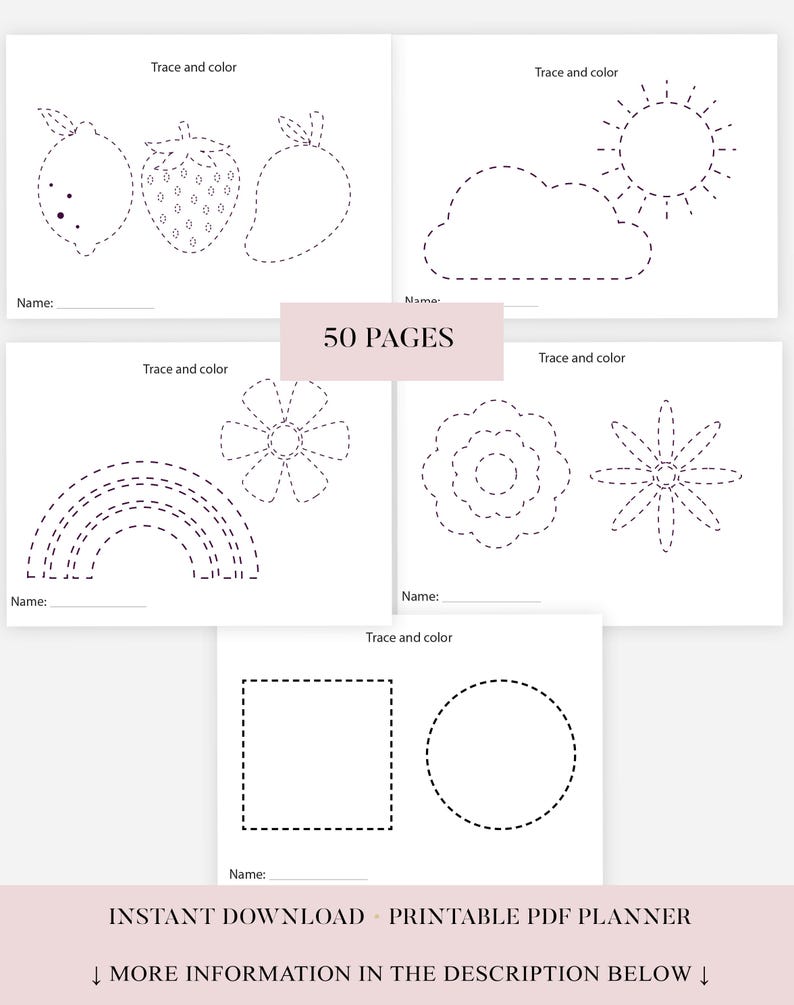 Preschool Line Tracing Worksheets Bundle, Line Trace Page Printable ...