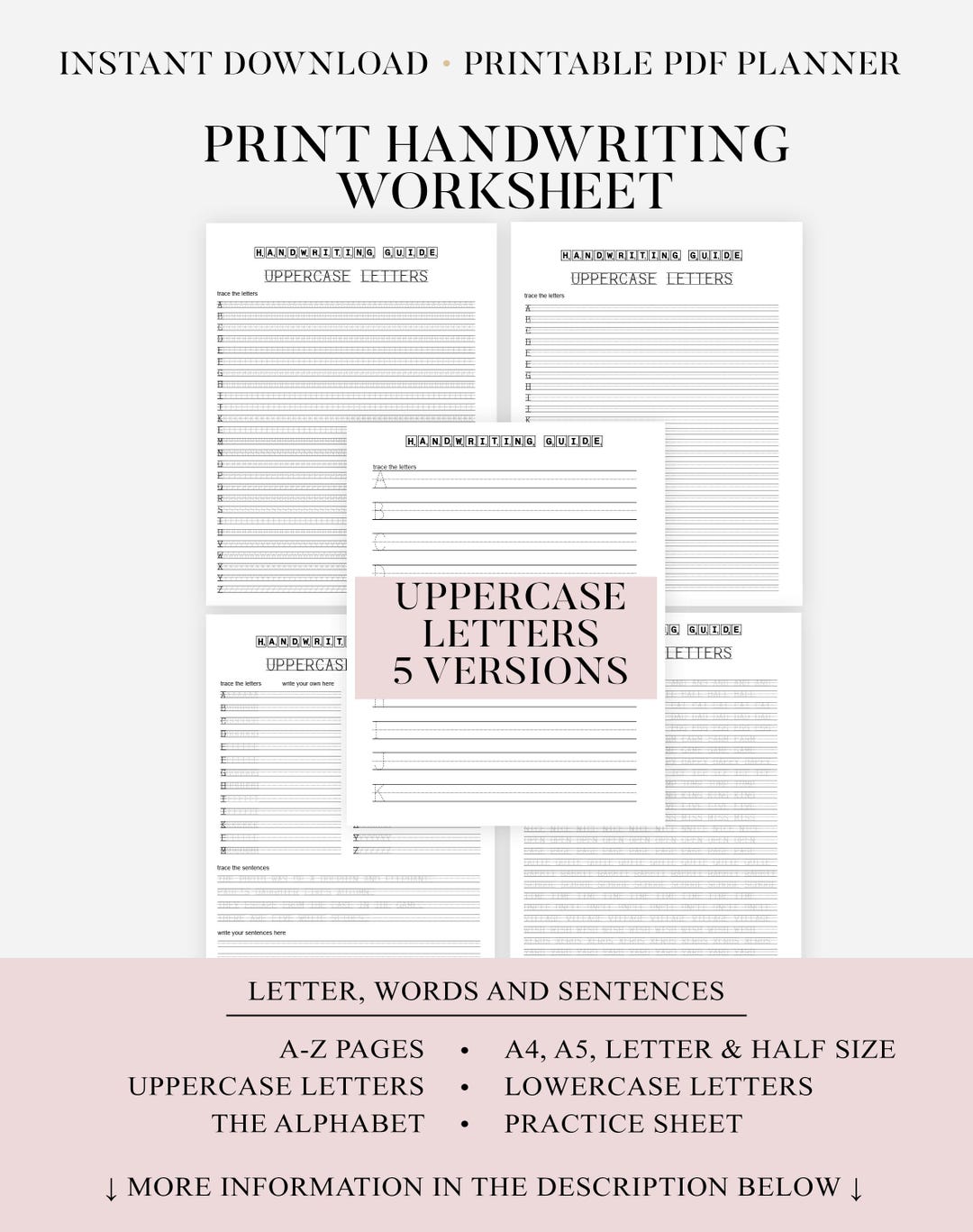 39 Pages Hand Writing Workbook | Practice Sheet Printable | Beginner ...