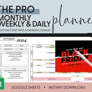 BLACK FRIDAY Digital Planner Spreadsheet for Google Sheets, to Do List ...