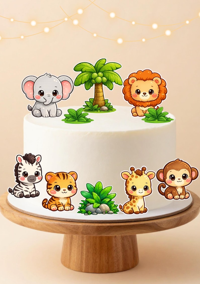 Décorations pour gâteau thème animaux de la Jungle kawaii - Etsy France