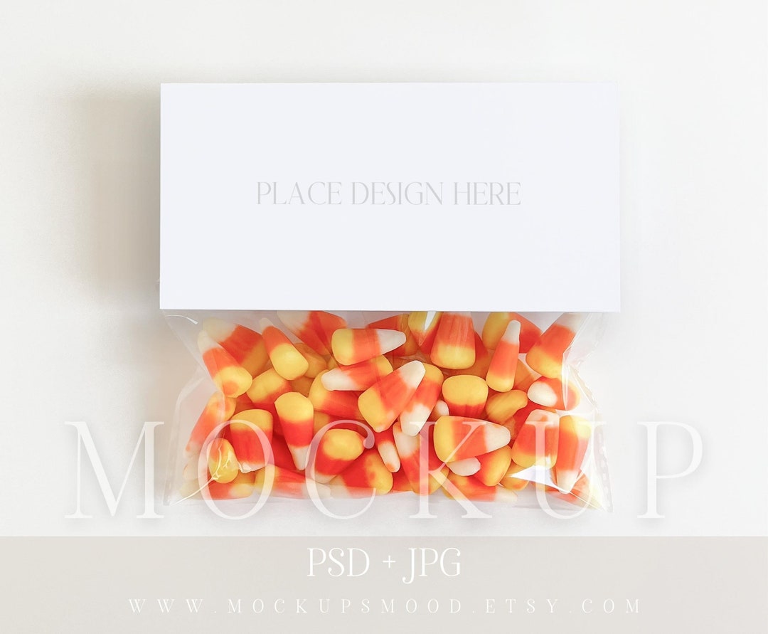 Favor Treat Bag Topper Mockup, Candy Bag Label Mock Up, Party Favor Tag ...