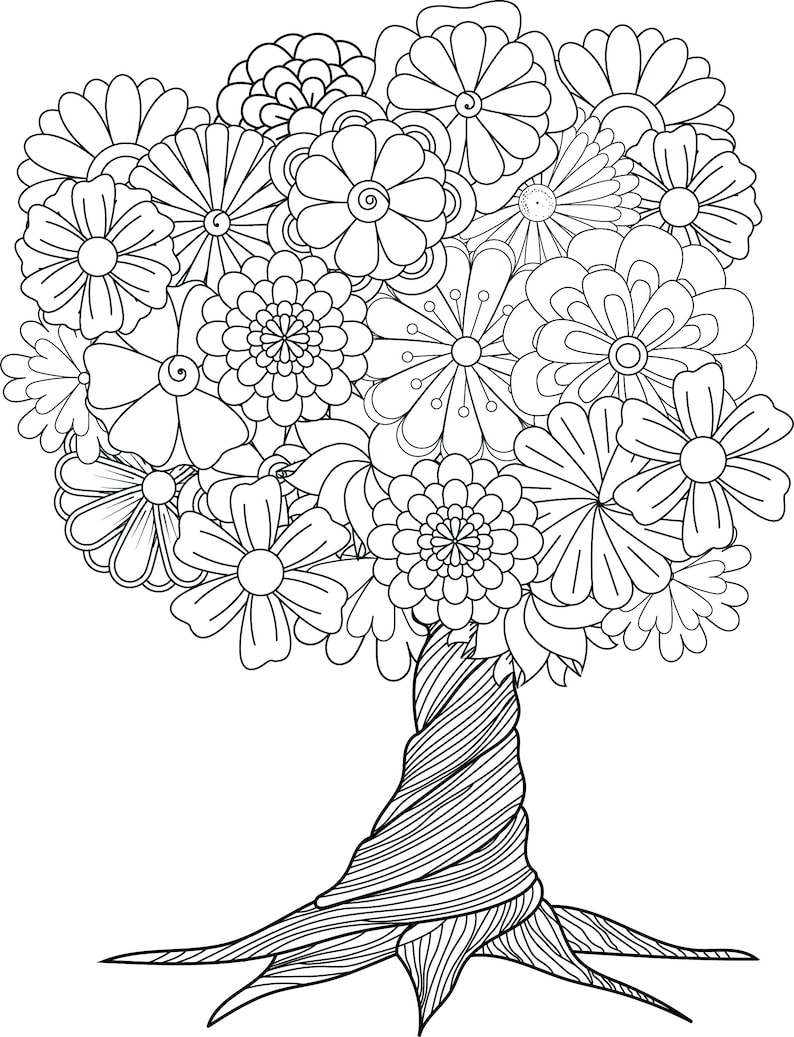 Digital Product 150 Adult Colouring in Tree and Plant Pages - Etsy