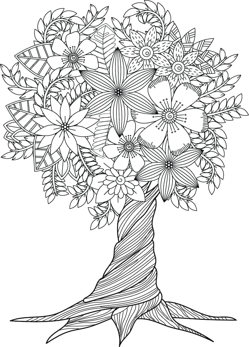 Digital Product 150 Adult Colouring in Tree and Plant Pages - Etsy