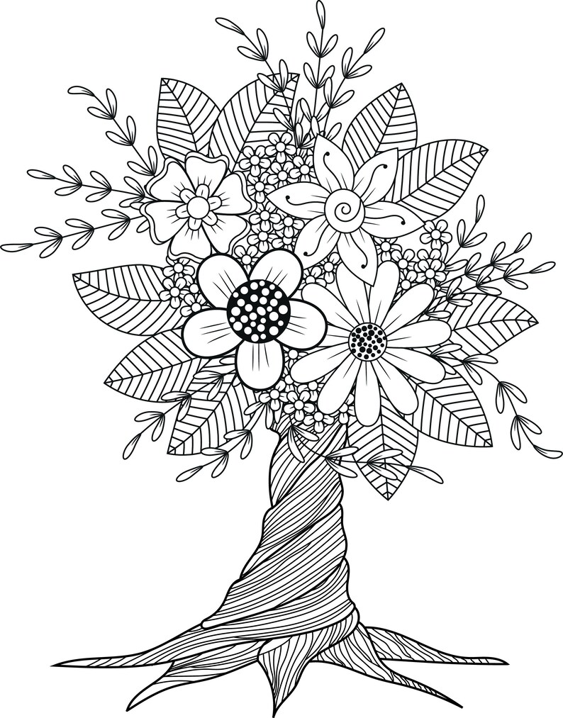 Digital Product 150 Adult Colouring in Tree and Plant Pages - Etsy