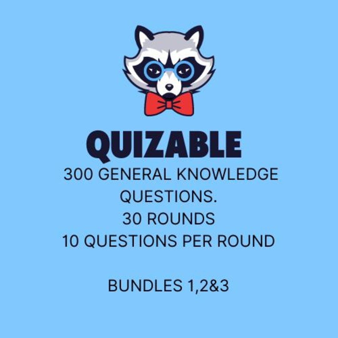 Digital Download Quiz General Knowledge Mega Pack. Bundles 1,2 & 3, 300 ...
