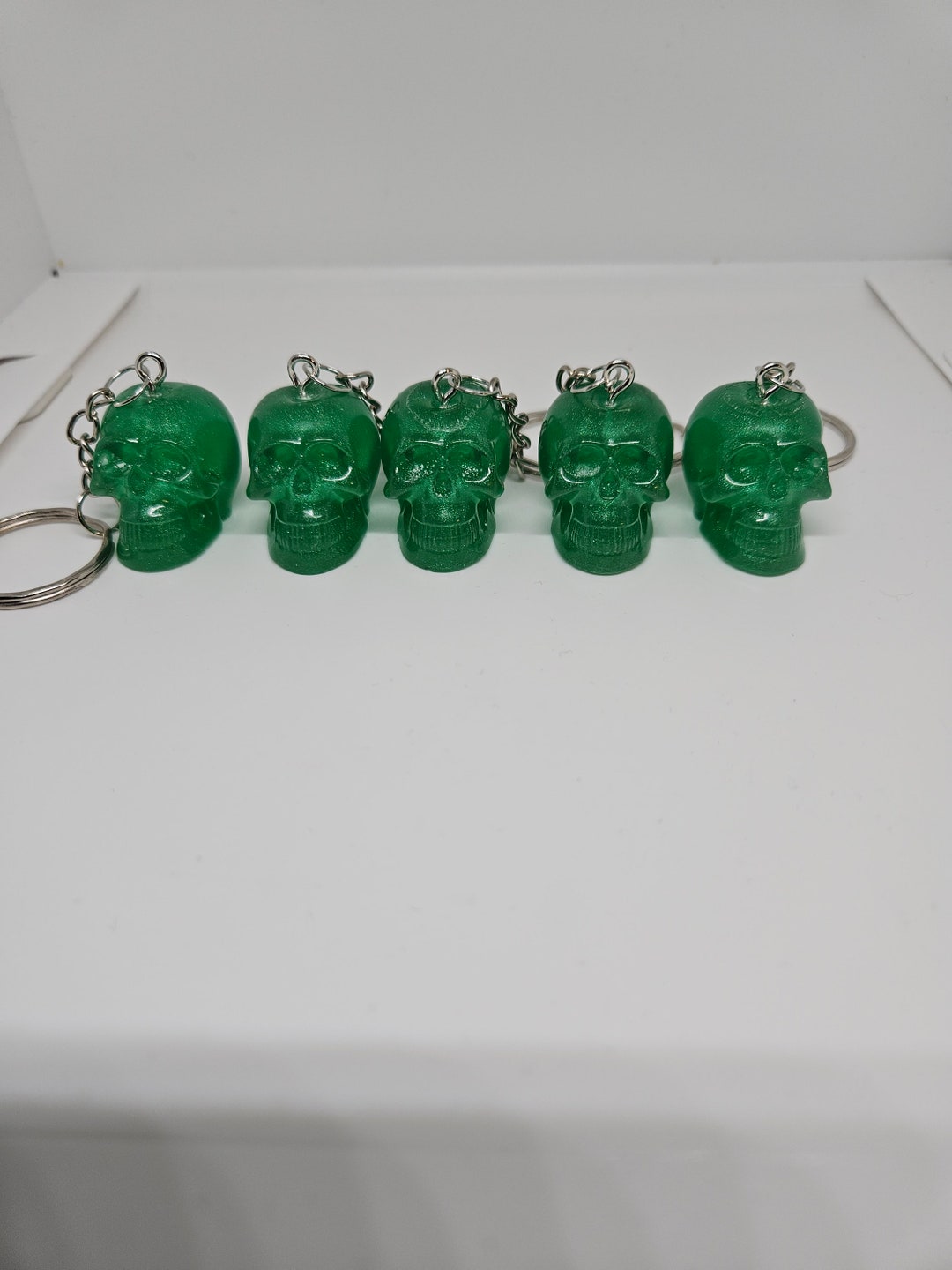 Keyrings / Keychains Green Resin Skull Keyrings / Keychains - Etsy