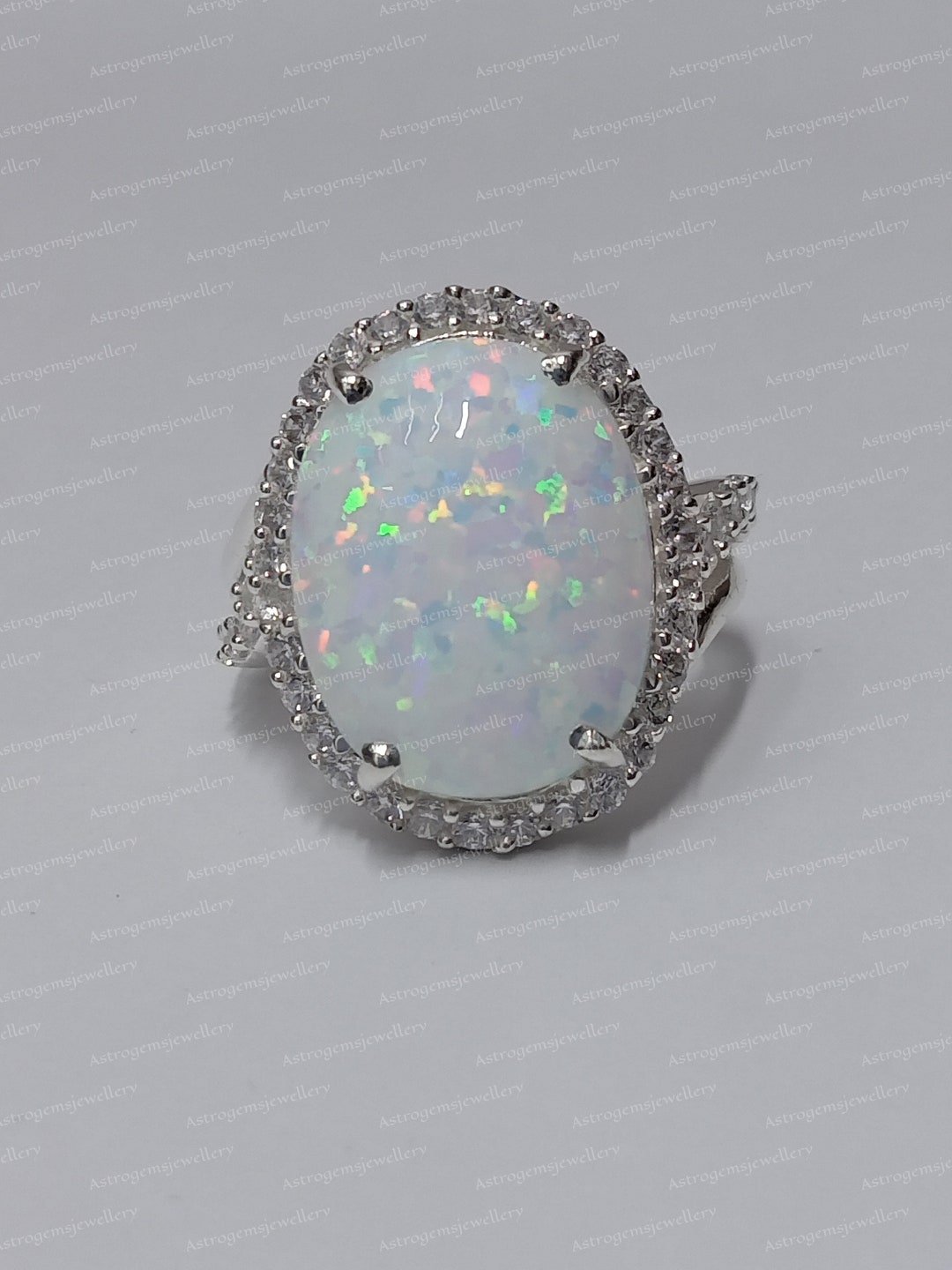 AAA+ Natural Certified Opal Ring: 925 Sterling Silver Handmade Jewelry ...