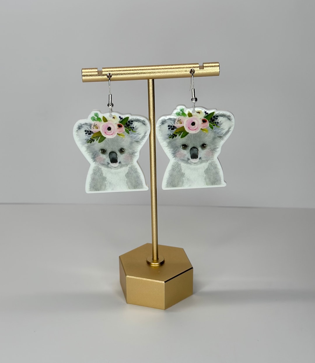 Koala With Flower Crown Earrings, Koala Earrings, Koala Jewelry, Koala ...