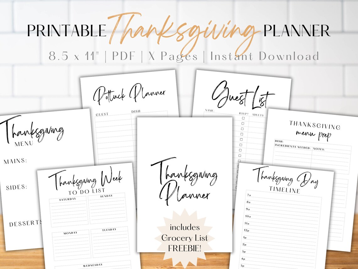 Thanksgiving Planner, Thanksgiving Planner Kit, Thankgiving Planner ...