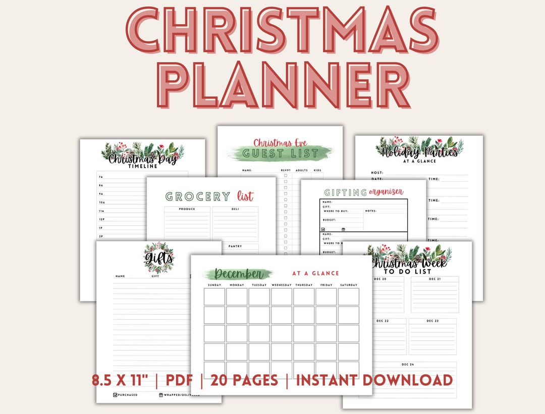 Christmas Planner Printable, Digital Christmas Planner, Christmas Gift ...