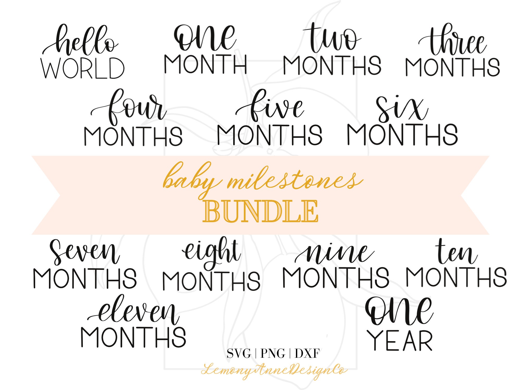 13 Baby Milestone SVG Bundle | PNG | DXF | Baby Gift | Baby Milestone ...