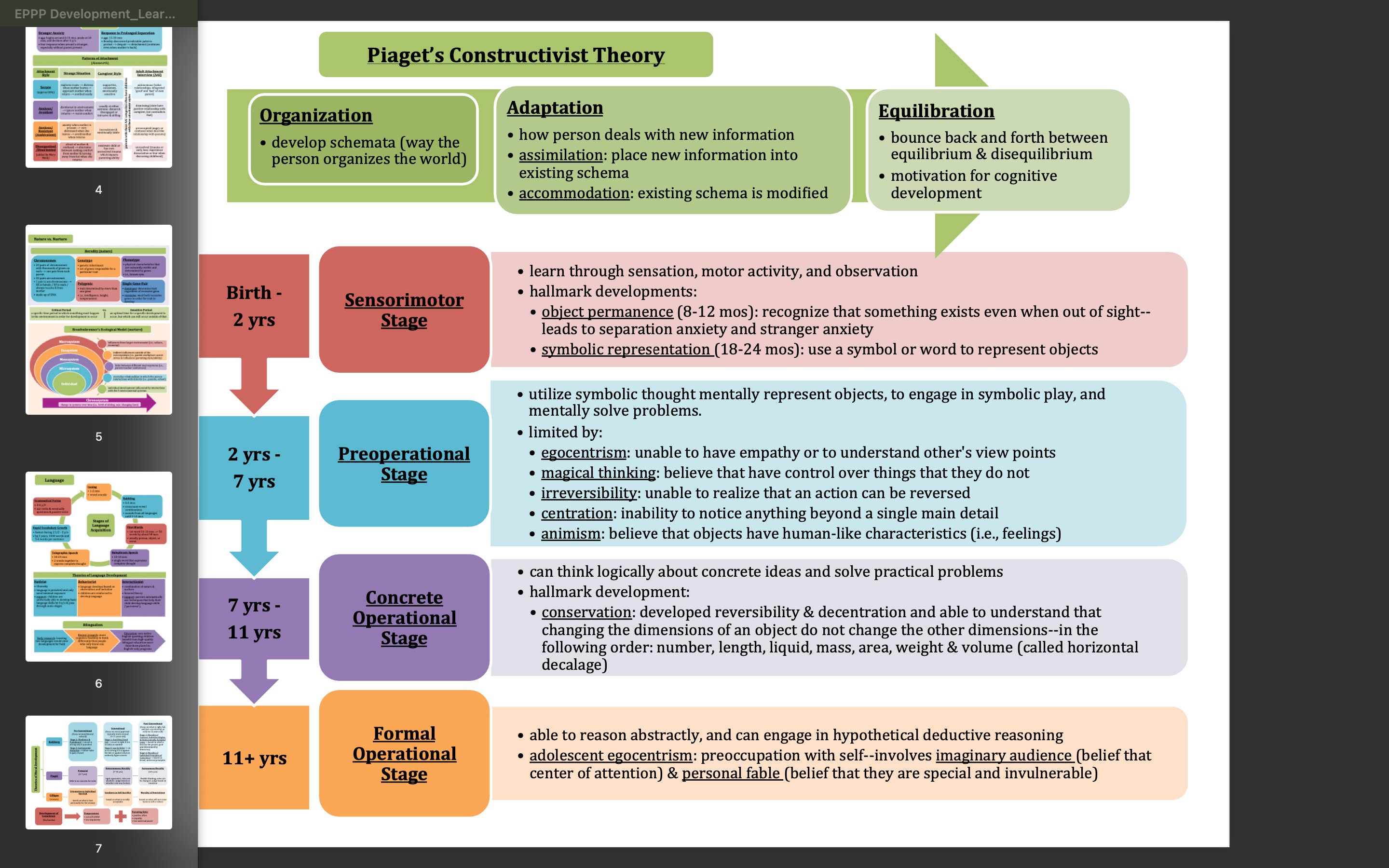 EPPP Developmental and Learning Psychology Visual Guide - Etsy