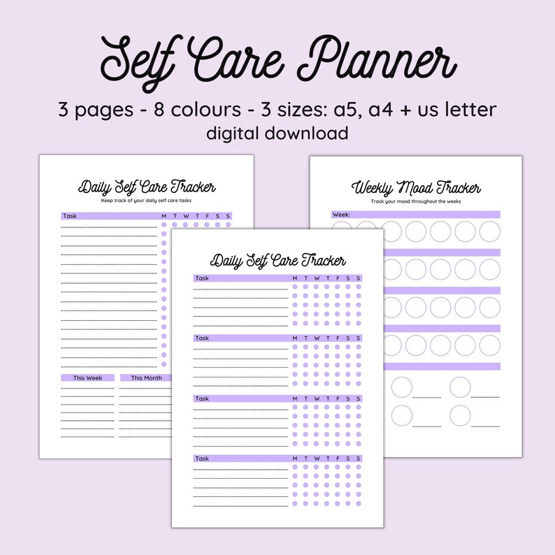 Self Care Checklist, Self-care Planner, Selfcare Journal Tracker ...