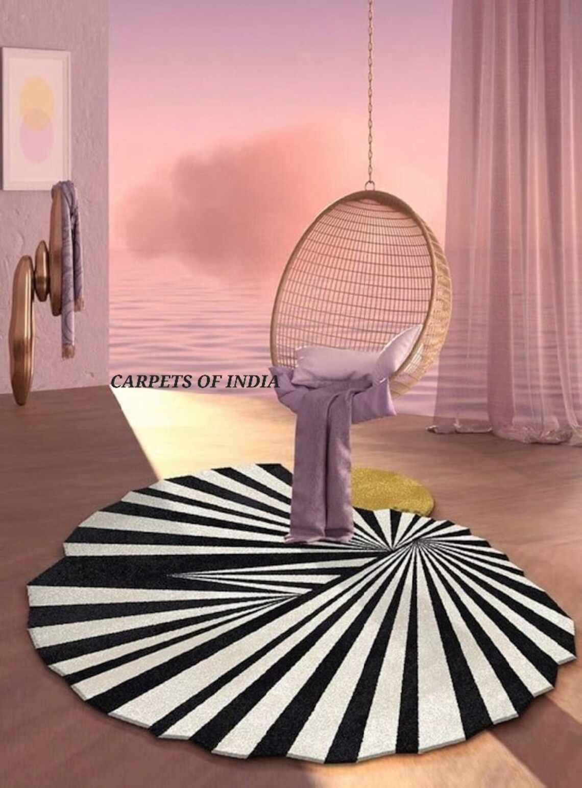 Irregular Shaped Custom Throw Rug Illusion Pattern Hand-tufted Area Rug ...