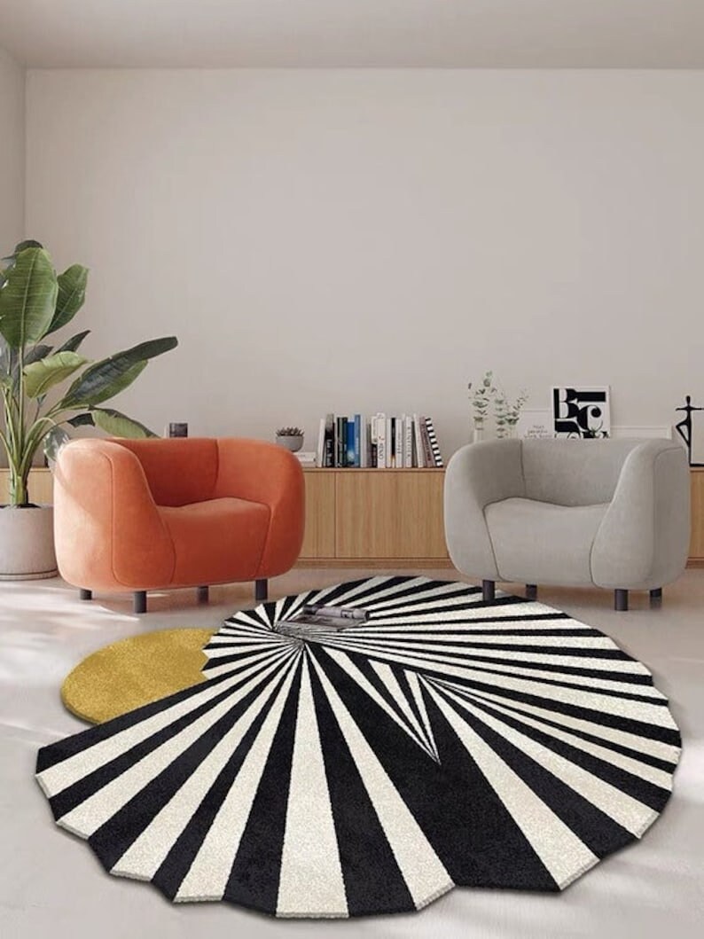 Irregular Shaped Custom Throw Rug Illusion Pattern Hand-tufted Area Rug ...