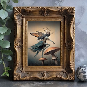 Golden Fairy Art Print, Wild Dance, Fantasy Cottagecore Picture, Autumn ...
