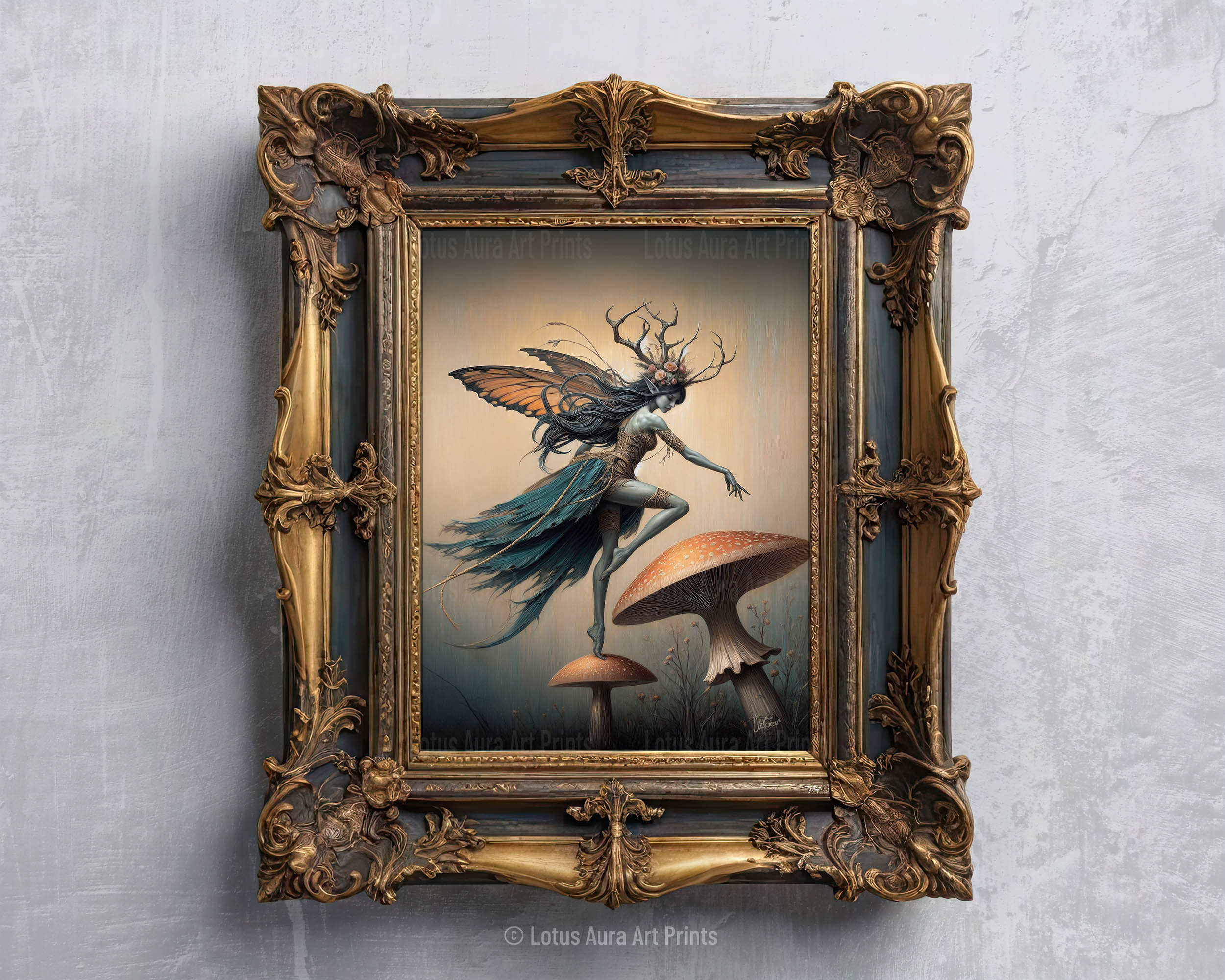 Golden Fairy Art Print, Wild Dance, Fantasy Cottagecore Picture, Autumn ...