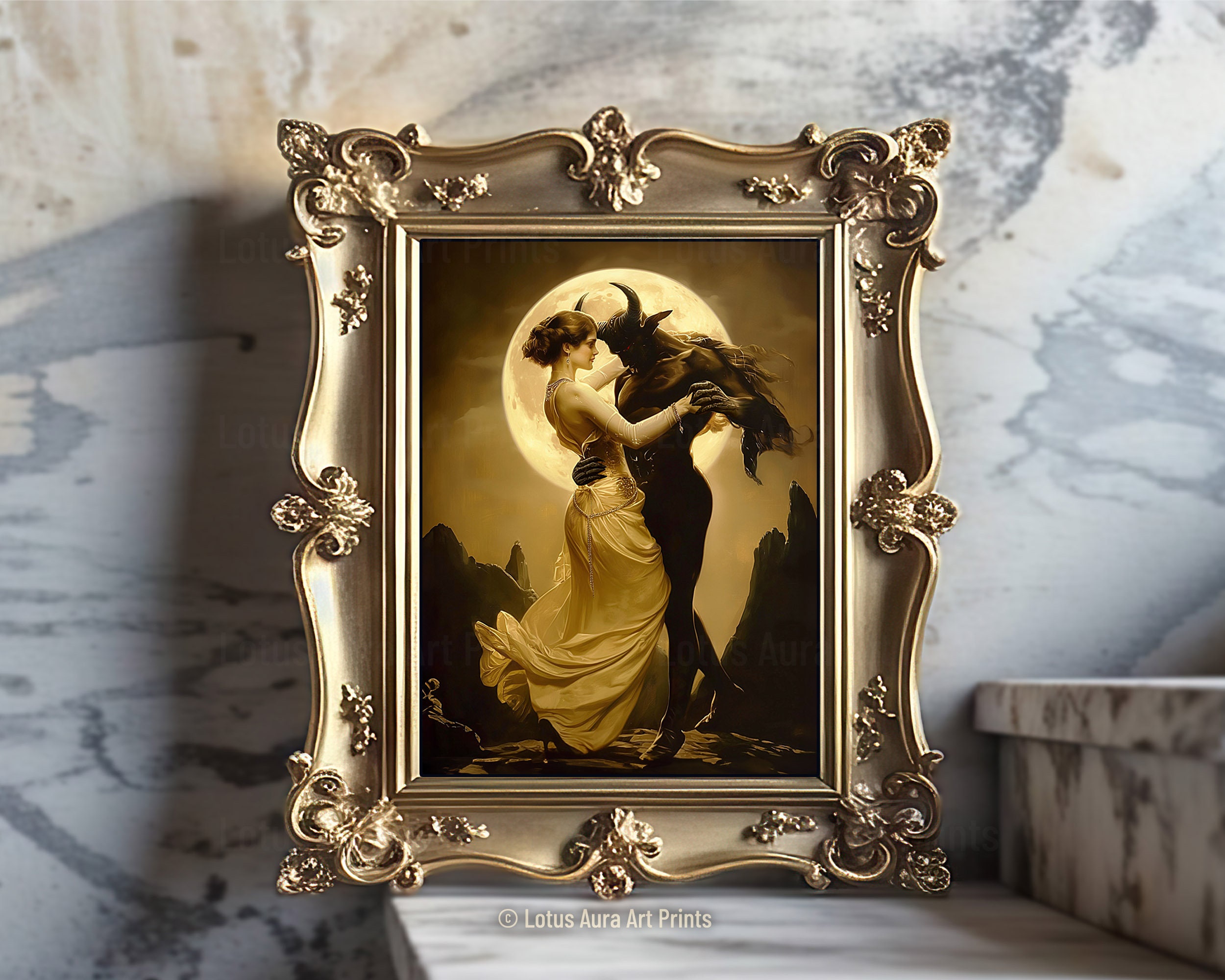 Victorian Woman Demon Dancing Wiccan Gouache Painting, Art Poster Print ...