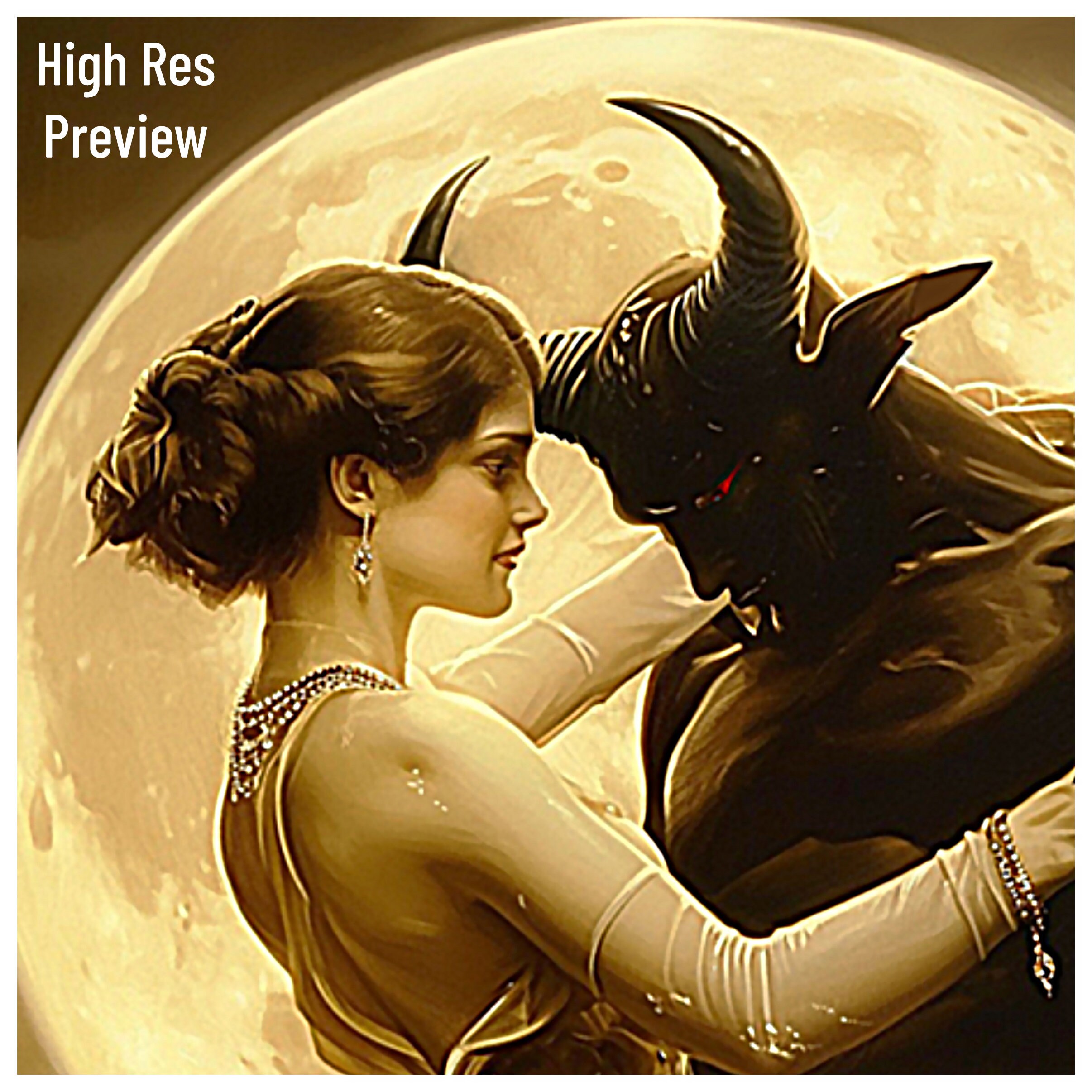 Victorian Woman Demon Dancing Wiccan Gouache Painting, Art Poster Print ...