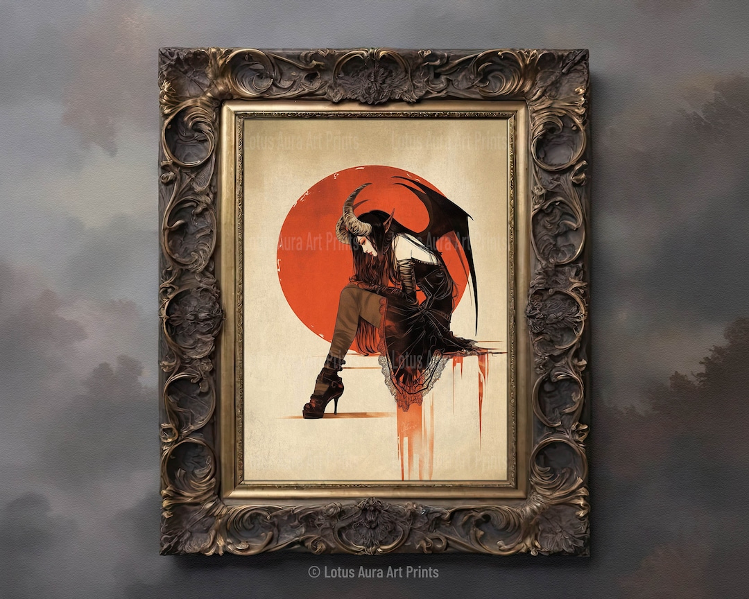 Lilith's Moon Devil Print, Demon Vintage Dark Art, Occult Poster ...