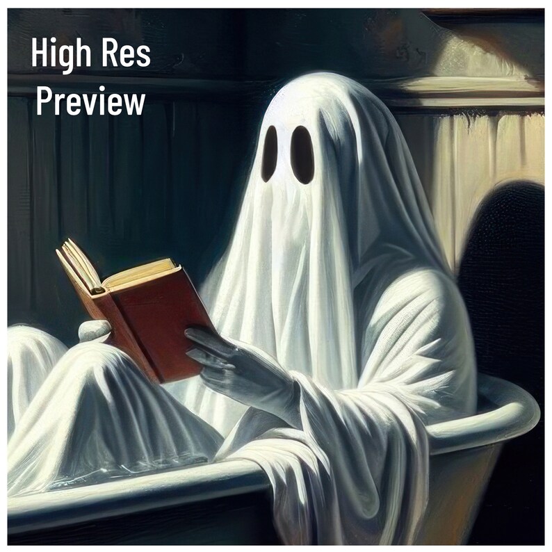 Ghost in Bathtub Bubble Bath Print,canvas,ghost Bathroom Halloween ...