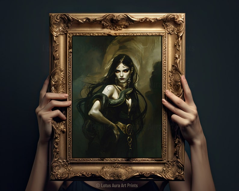 Lilith With Serpent Devil Print, Demon Vintage Dark Art, Occult Poster ...