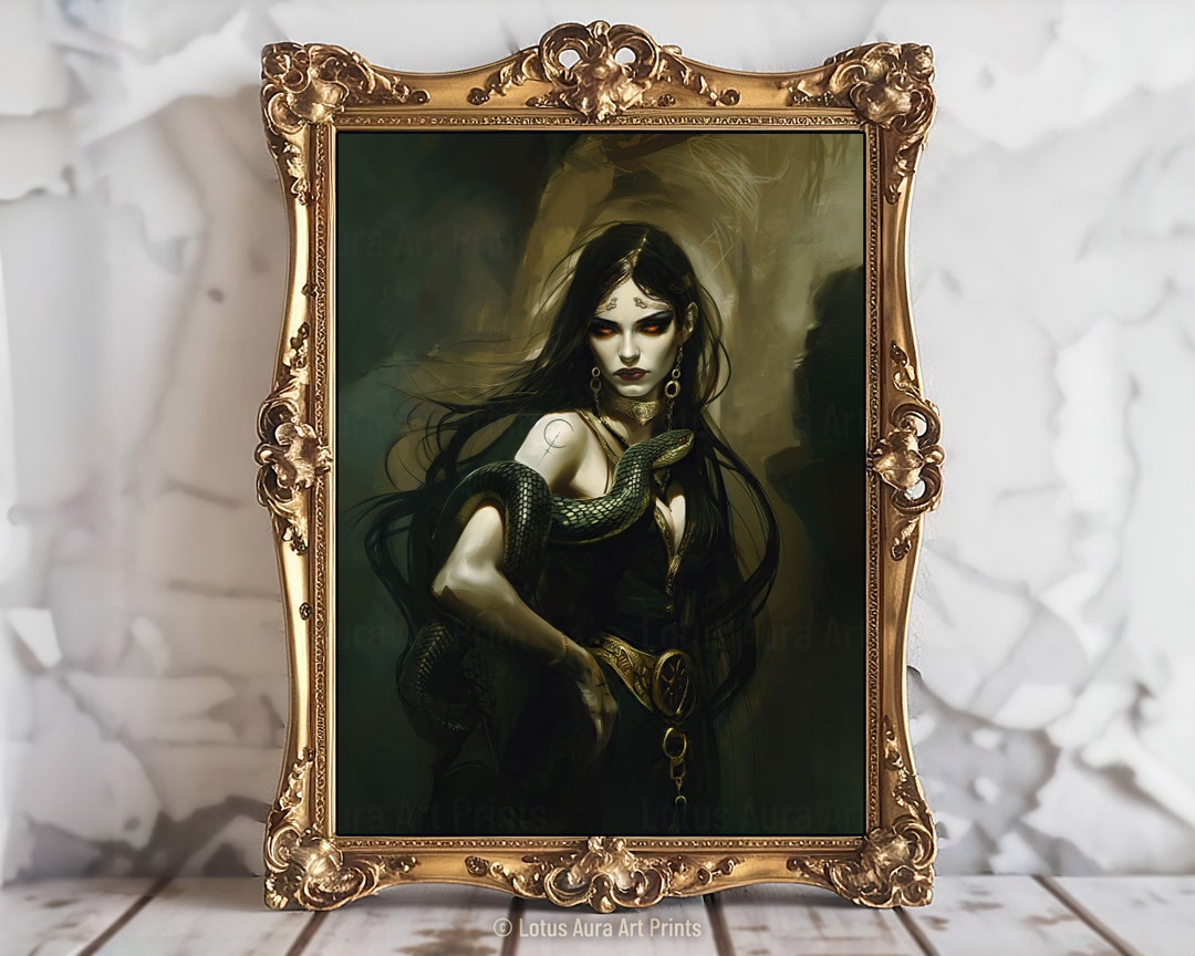 Lilith With Serpents Devil Print on Canvas, Demon Vintage Dark Art ...