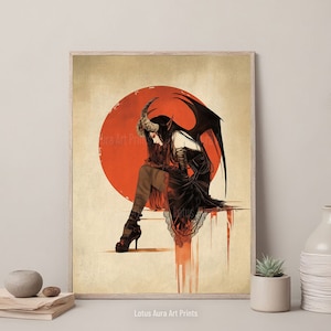 Lilith's Moon Devil Print, Demon Vintage Dark Art, Occult Poster, Gothic Female Demon ...