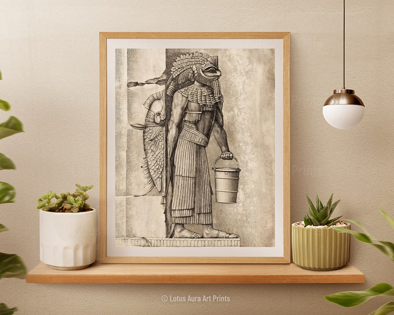 Rare Oannes Apkallu Painting, Mesopotamian Fish-god, History Gifts of ...