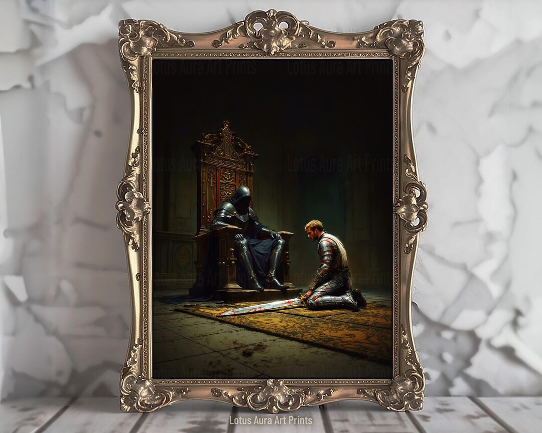 Dark Medieval Knight Mythological Print,dark Knight Round Table Myth ...