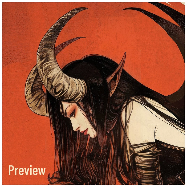 Lilith's Moon Devil Print, Demon Vintage Dark Art, Occult Poster ...