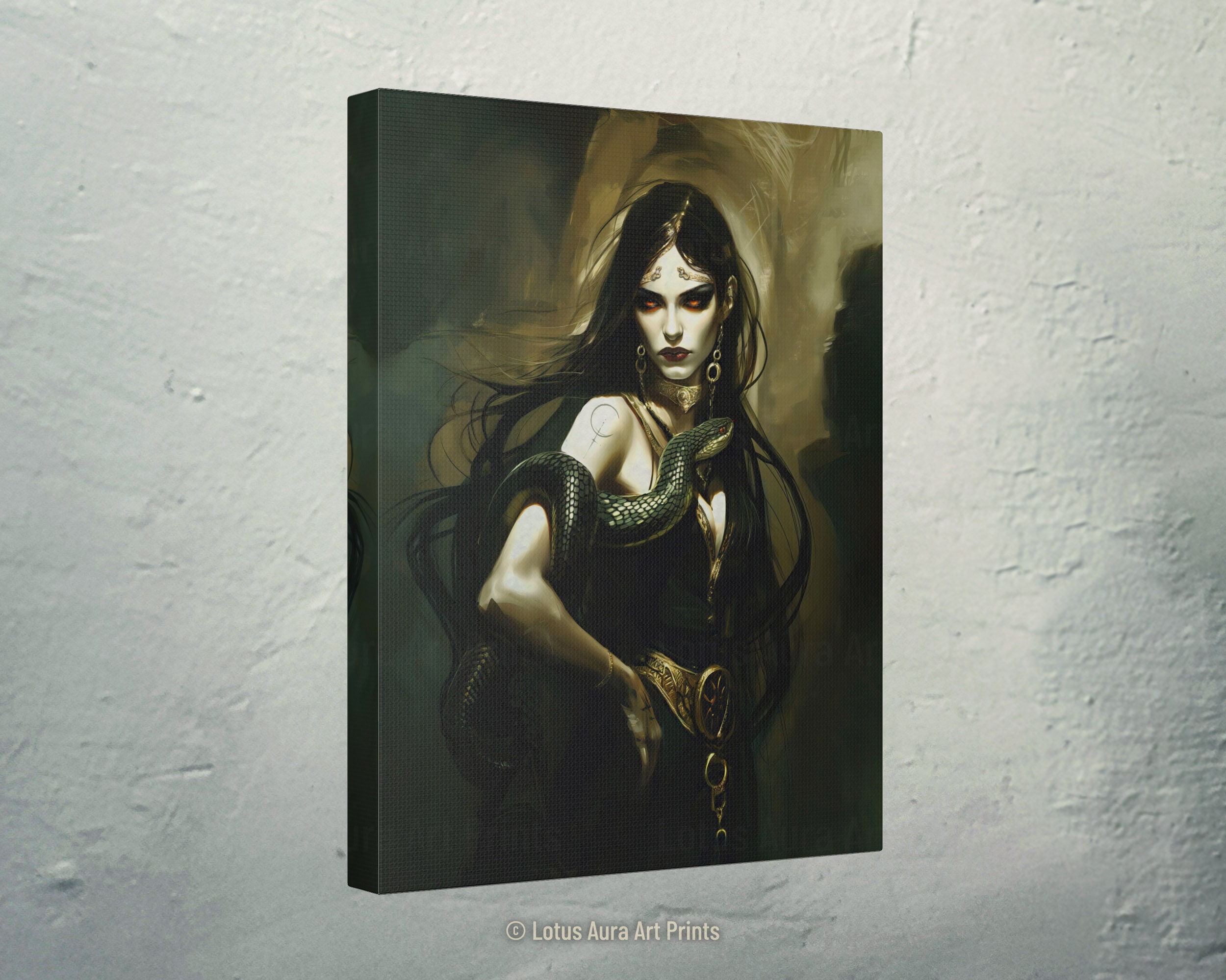 Lilith With Serpents Devil Print on Canvas, Demon Vintage Dark Art ...