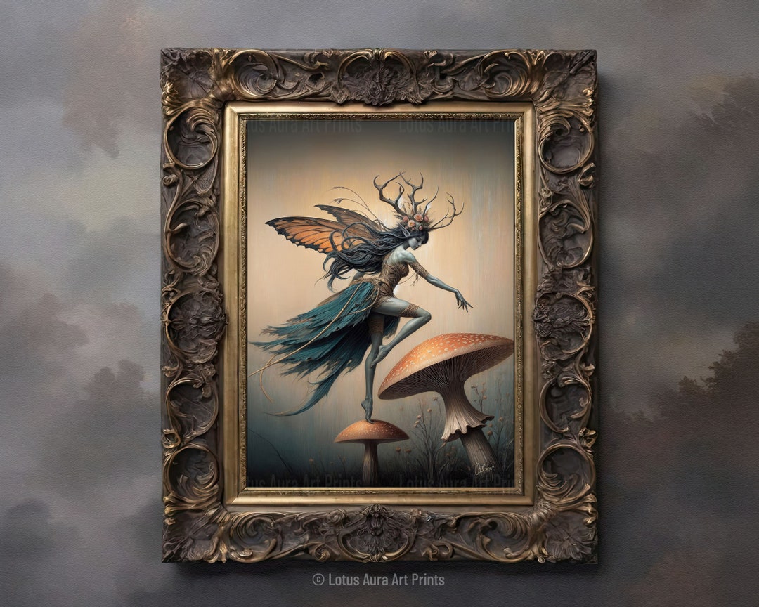 Golden Fairy Art Print, Wild Dance, Fantasy Cottagecore Picture, Autumn ...