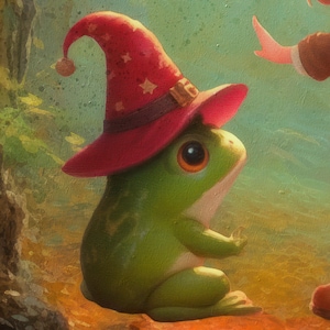 Witch Girl and Magic Frog, Witch Decor, Art Poster Print, Vintage ...