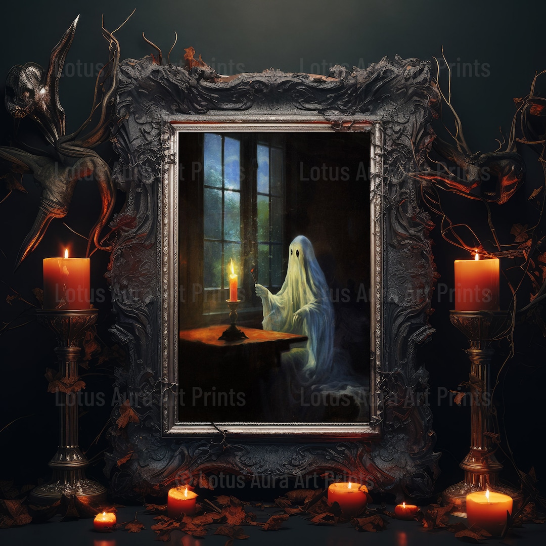Ghost With Candle, Ghost Painting, Abandoned Art, Sheeted Ghost,dark ...