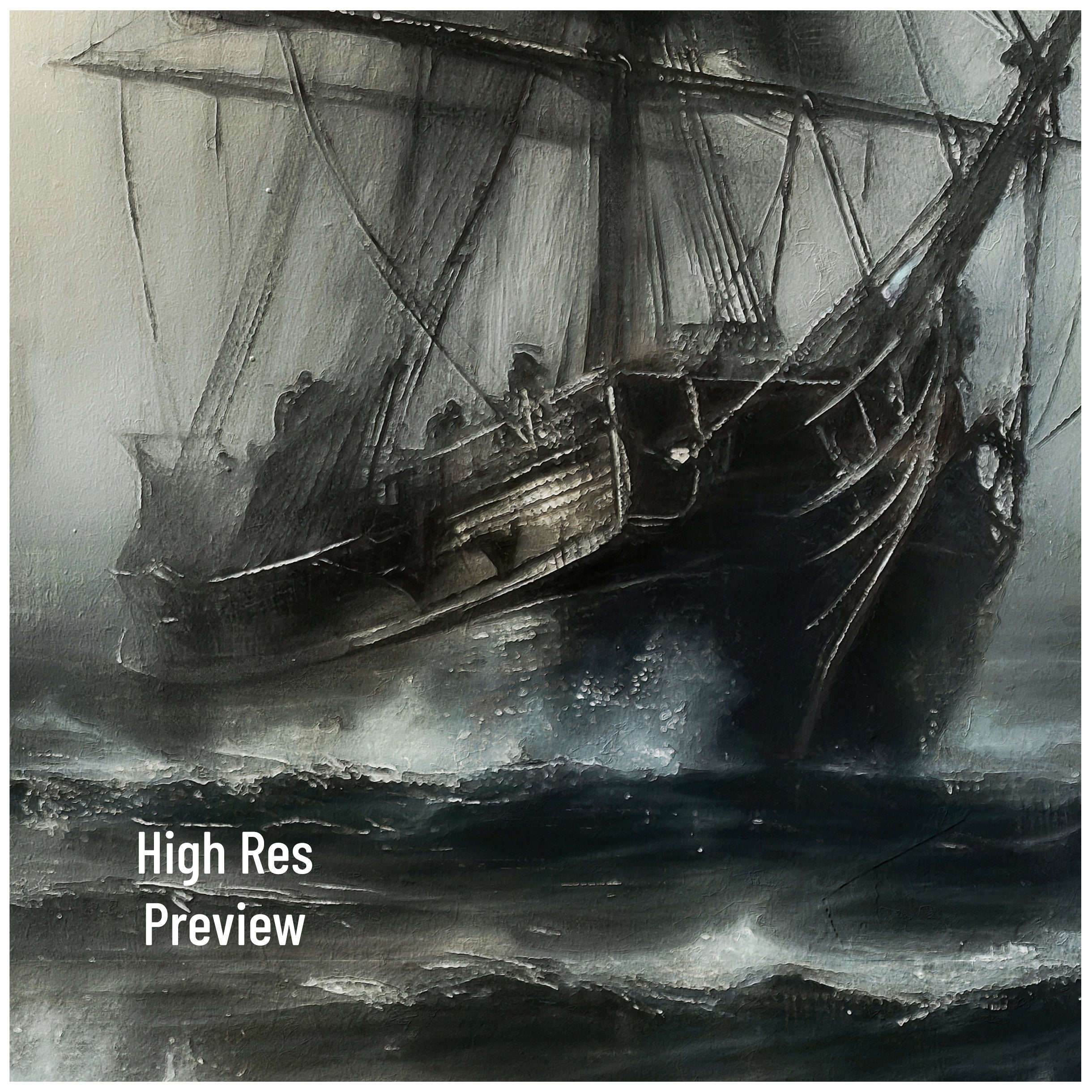 Ship in Stormy Sea, Coastal & Ocean Aesthetic, Dark Academia Decor ...