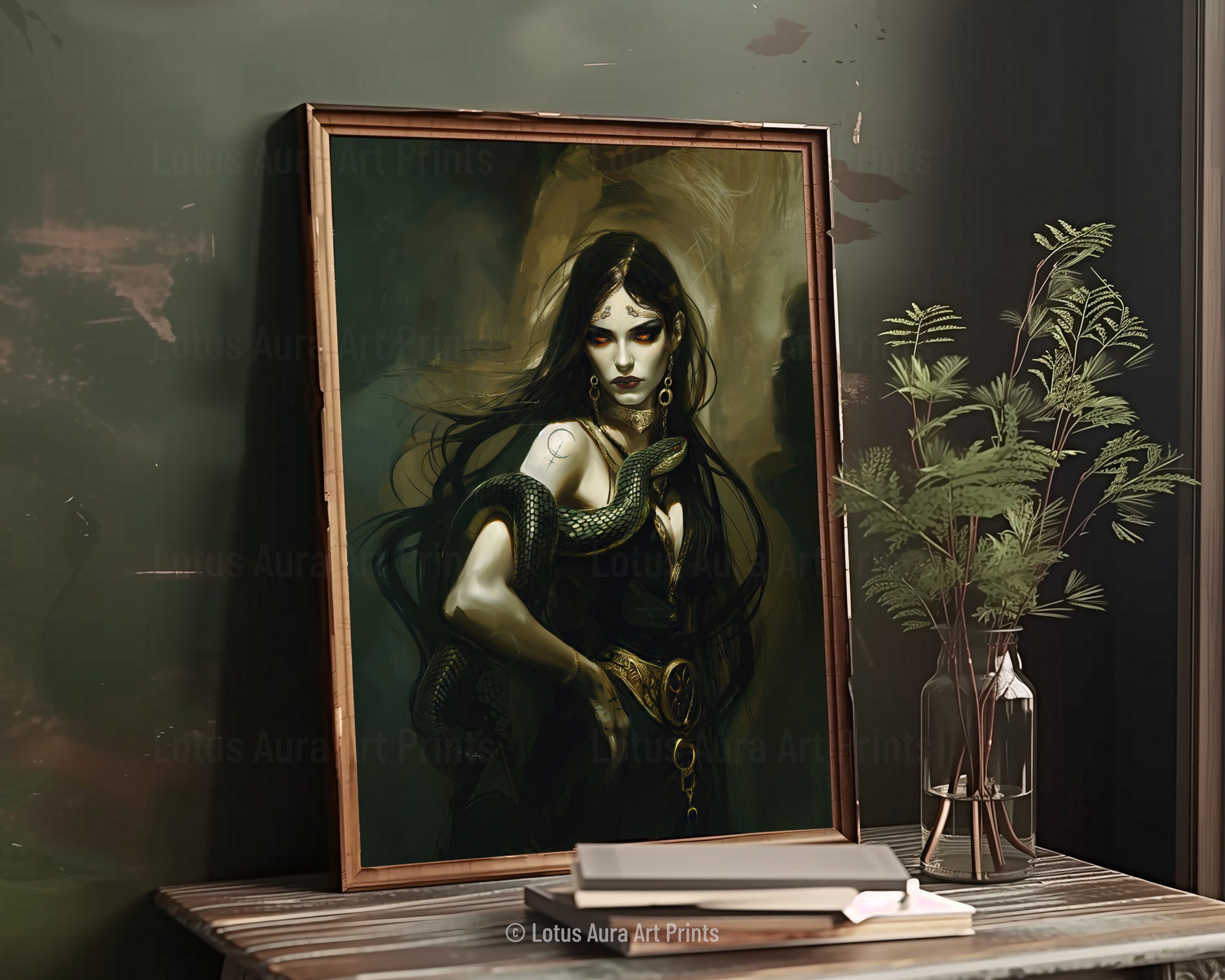 Lilith With Serpents Devil Print on Canvas, Demon Vintage Dark Art ...