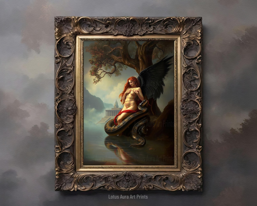 Echoes of Lilith Art Print,witchy Home Decor,dark Academia Fallen Angel ...