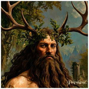 Cernunnos Art Print, Celtic Mythology, Pagan Home Decor, Ancient ...