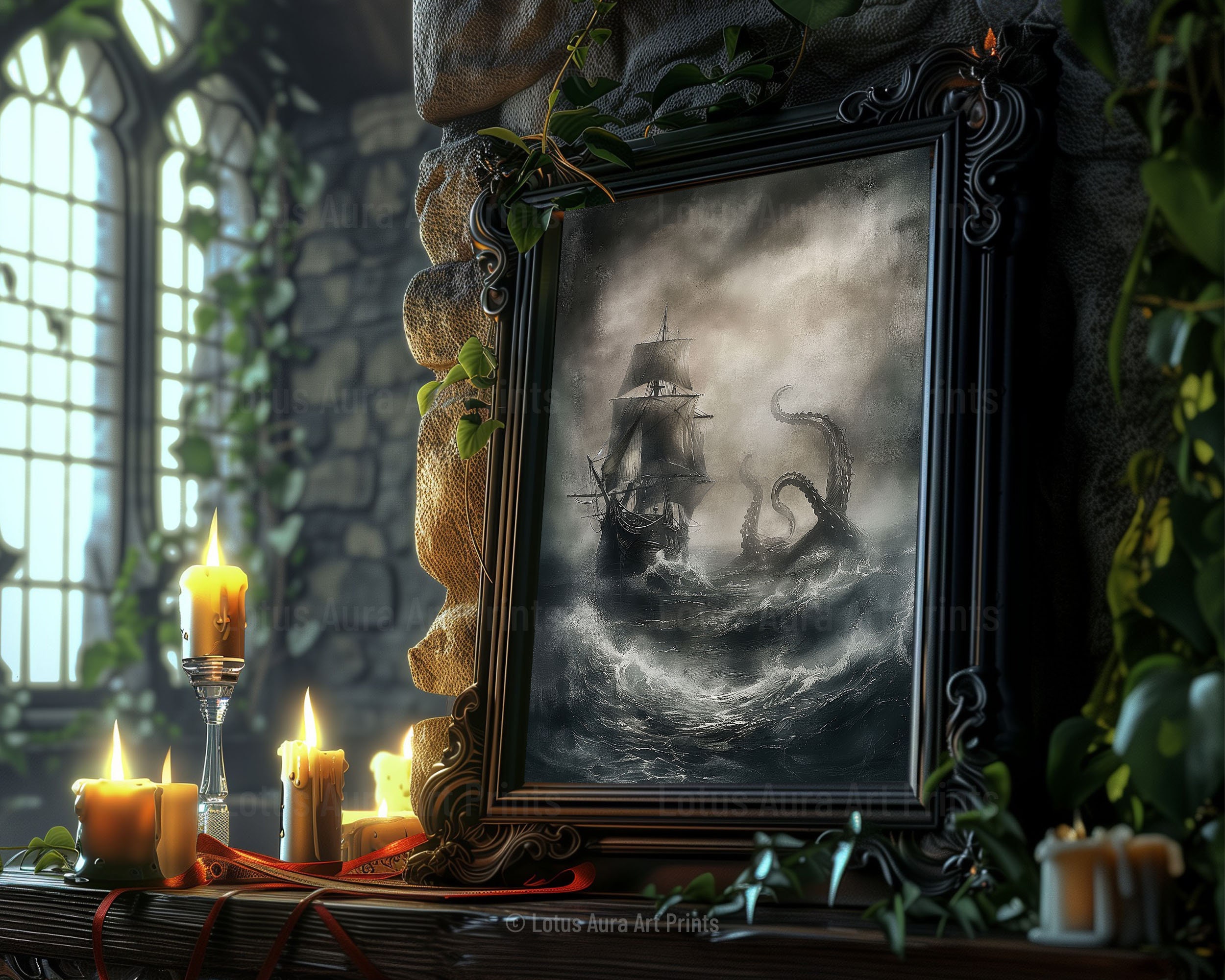 Lure of the Kraken, Coastal & Ocean Aesthetic, Dark Academia Decor ...