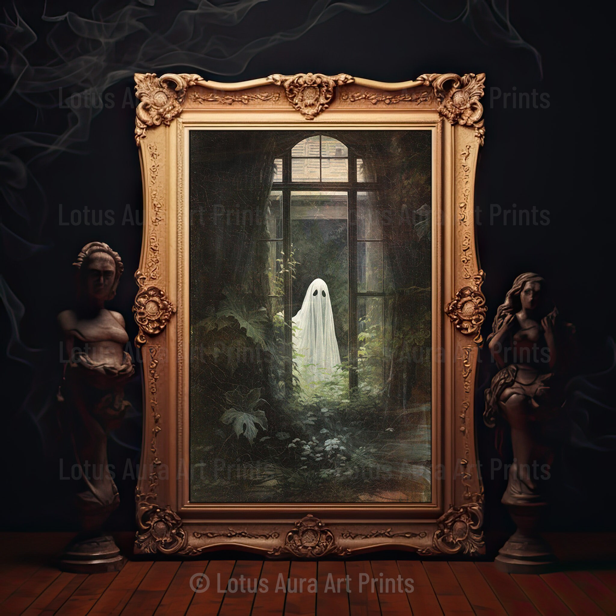 Ghost Looking In Vintage Poster Halloween Decor Sheeted - Etsy