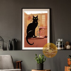 Le Chat Noir Poster, Black Cat Wall Art, Chat Noir Print, Vintage ...