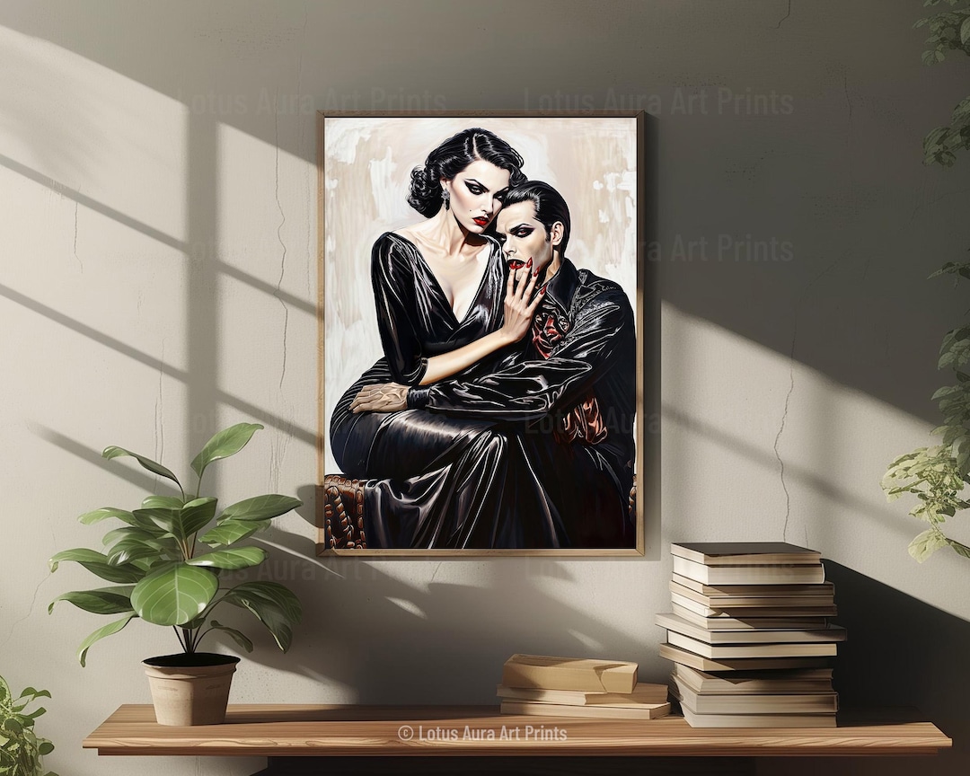 Vampire Couple Print, Gothic Gallery Wall Art, Vampire Bite Painting ...