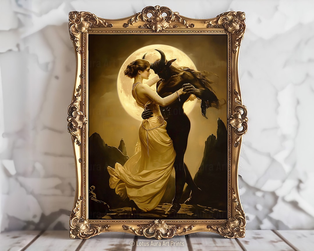 Victorian Woman Demon Dancing Wiccan Gouache Painting, Art Poster Print ...