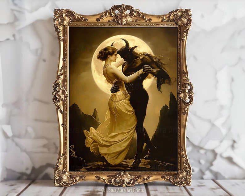 Victorian Woman Demon Dancing Wiccan Gouache Painting, Art Poster Print ...