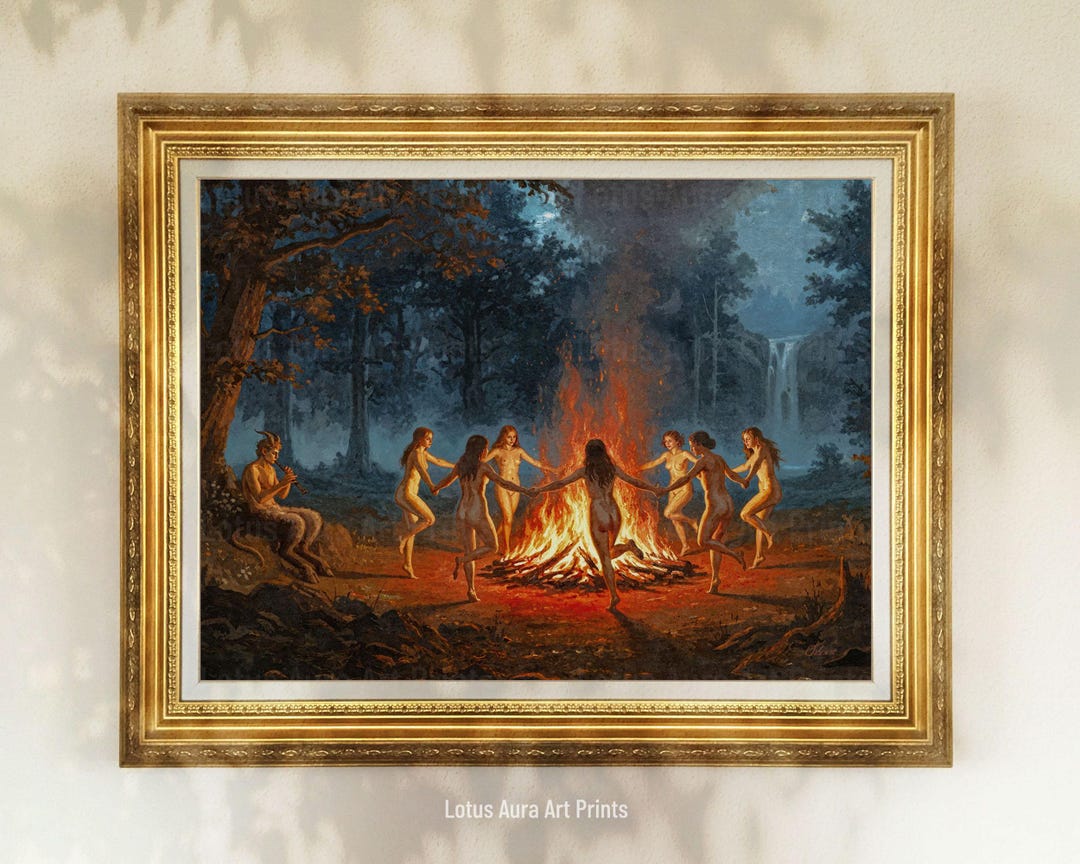 Fire Dance Print,tomanek Inspired Forest Nymphs Dancing Whimsical Goth ...