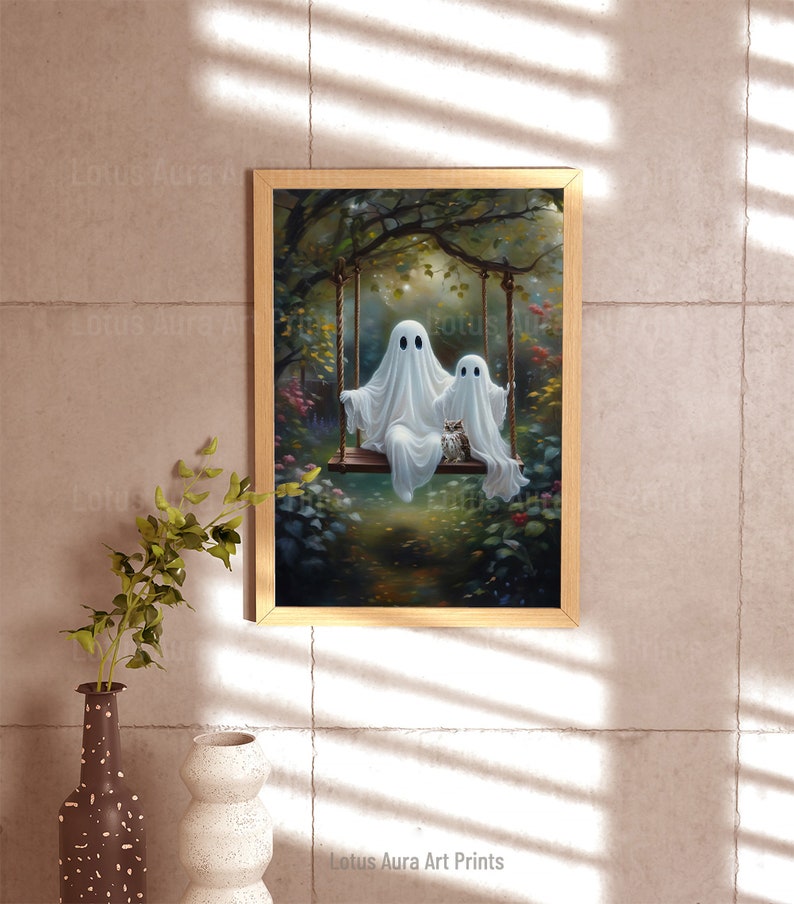 Ghost Wall Art, Ghosts on A Swing, Ghost Friends, Dark Academia Wall ...