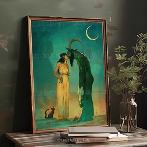 Satyr Lady and the Cat Art Print, Whimsical Gothic Folklore Poster, Pan ...
